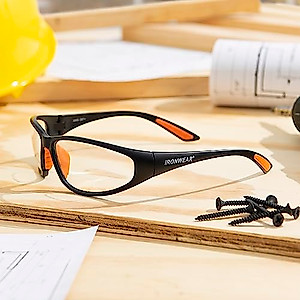 Ironwear Bradford 3030 Series Nylon Protective Safety Glasses with 2.0 Bifocal Lens, Clear Lens, Black Frame (3030-C-2.0), One Size