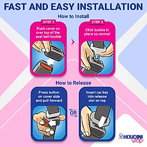 Houdini Click N Lock Car Seat Buckle Guard I Seatbelt locks for Kids and Adults with Special Needs I Child Seat Belt Buckle Cover that Prevents the accidental release of the seat belt buckle I NZ Made