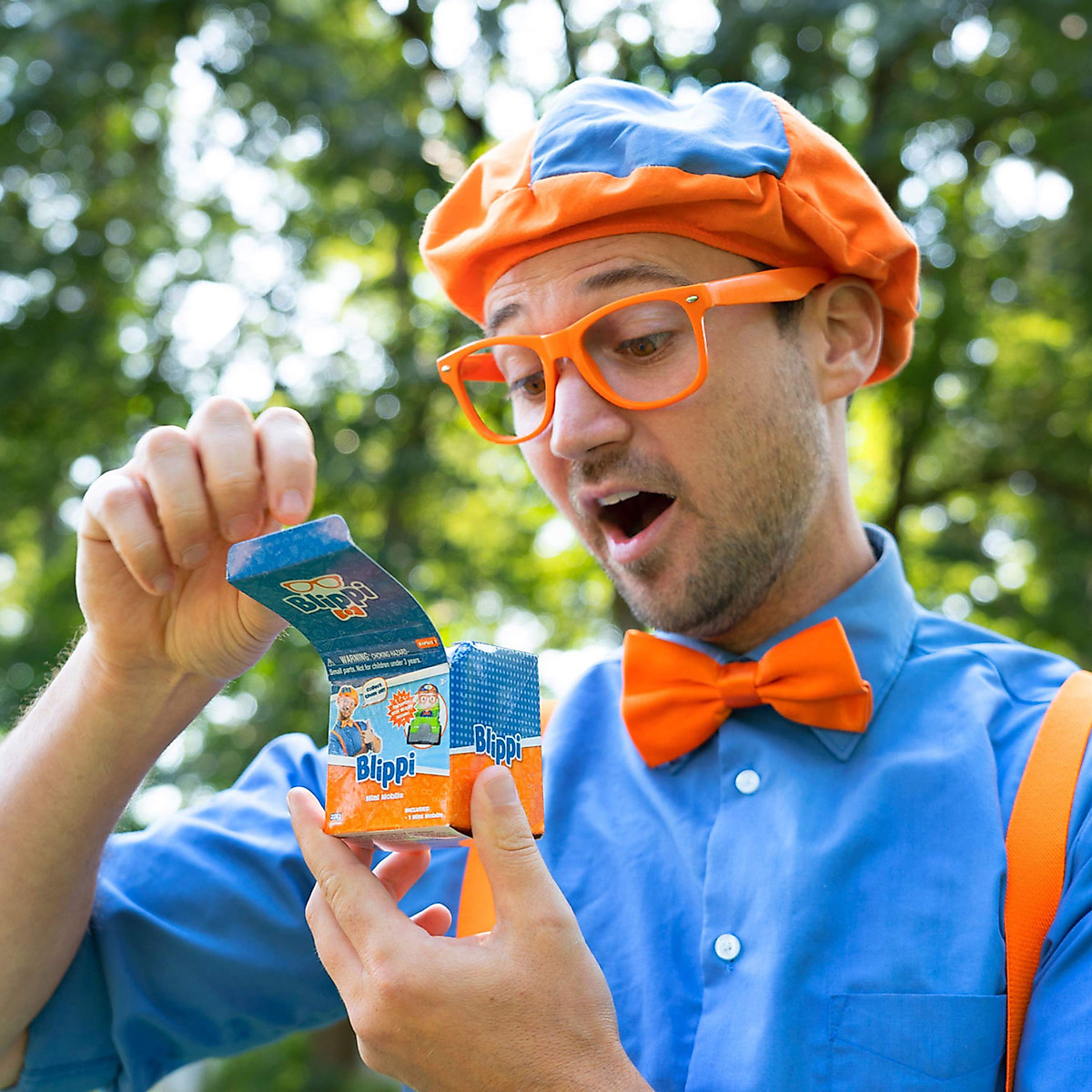 Blippi Mini Mobiles, 5 Pack Mini Vehicles - Features Character Toy Figure In Each Vehicle: Mobile/Car, Monster Truck, Recycle Truck, Ice Cream Truck, and Airplane - Educational Toys for Young Children