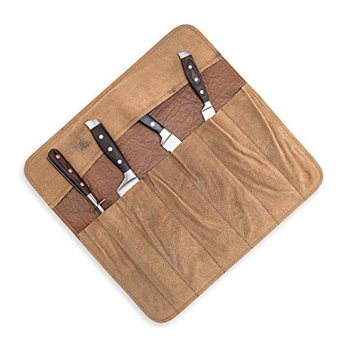Knife Roll Bag Genuine Leather – Chef`s knife bag 7 slots – Leather Knife Case Sam (brown)