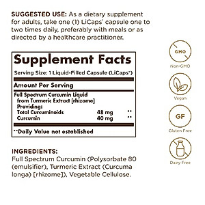 Solgar Full Spectrum Curcumin Liquid Extract Softgels - 30 Count - Faster Absorption - Brain, Joint & Immune Health - Non-GMO, Gluten-Free, Dairy-Free, Soy-Free - 30 Servings
