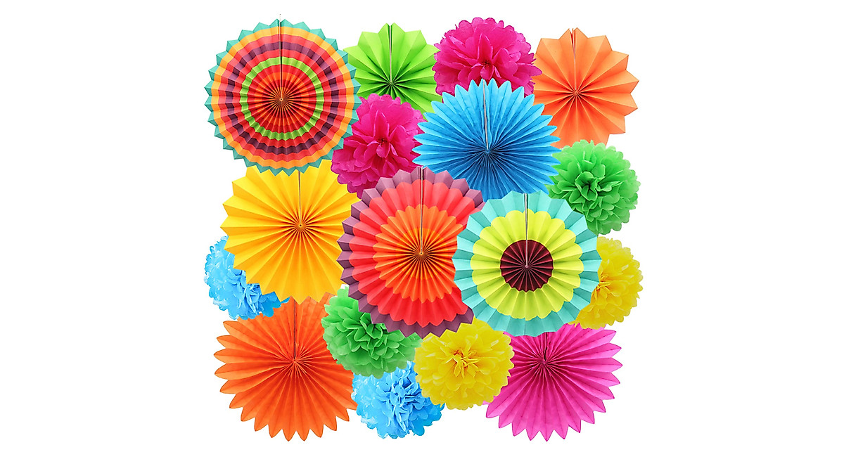 Vibrant Paper Fan Set for Parties and Events