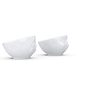 FIFTYEIGHT PRODUCTS TASSEN Porcelain Egg Cup Set No. 3, Happy & Hmpff Face Edition, White (Set of Two Egg Cups)