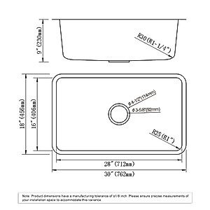 Dowell Undermount Single Bowl Stainless Steel Kitchen Sinks Handcrafted Small-Angle Corner Series 6005 3018;Stainer included