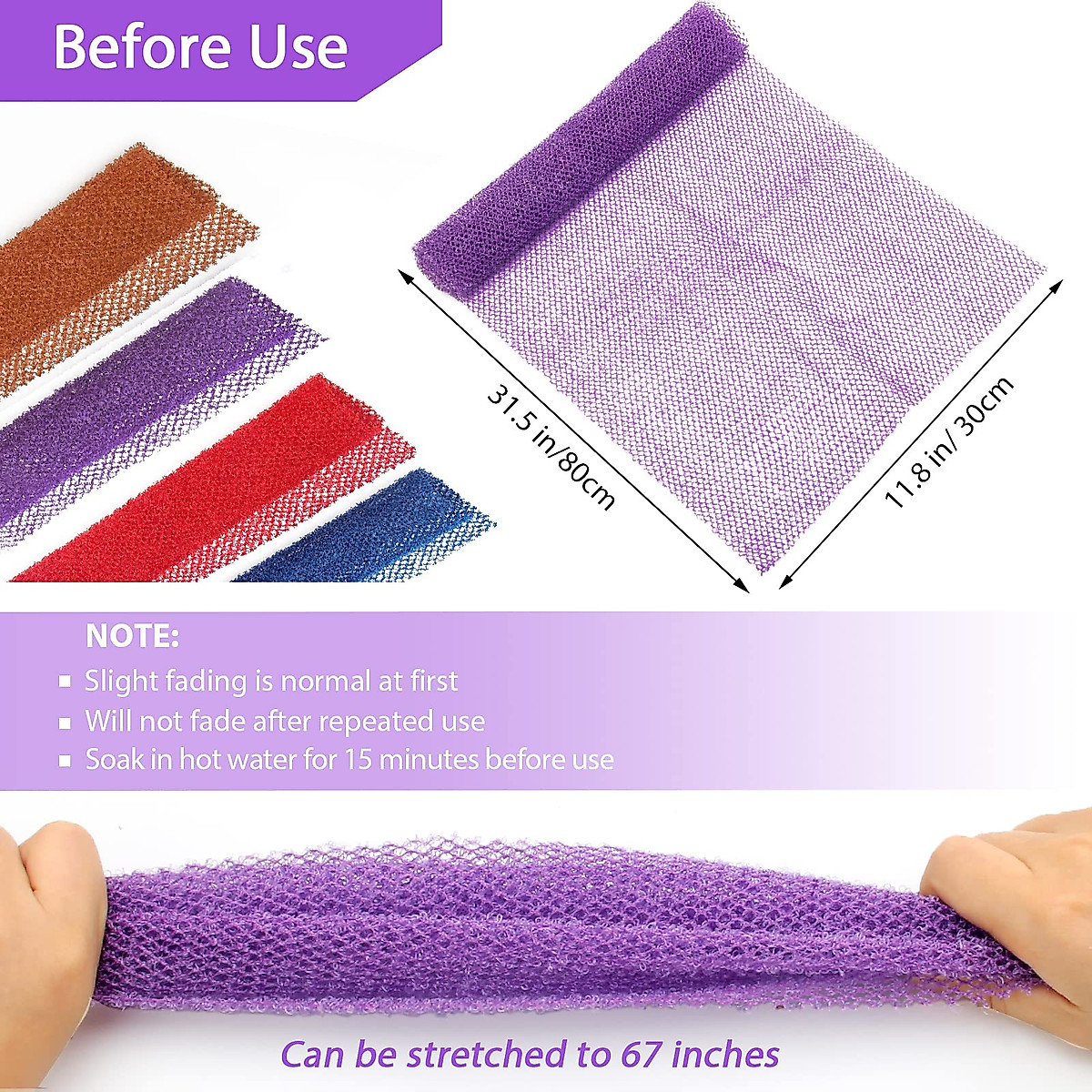 Coldairsoap 4 Pieces African Bath Sponge, African Net Exfoliating Shower Body Scrubber Back Scrubber Skin Smoother for Daily Use