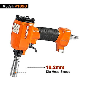 KAMSIN Pneumatic Decorative Nailer 9.60-20.30mm (3/8-Inch to 3/4-inch) Head Diameter Air Power Tack Nail Gun Finish Nailer Deco Tacks Gun for Upholstering, Sofa Leather, Furniture (1820 Deco Nailer)