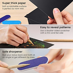 ARTEZA Scratch Paper, Set of 202 Notes, 3.5 x 3.5 Inches, 200 Holographic and 2 Gold-Foil Star Backgrounds