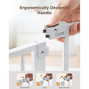 Ciays 29.5” to 57.1” Baby Gate for Stairs Doorways and House, 30” Height Extra Wide Auto-Close Safety Dog Gate for Pets with Secure Alarm, Pressure Mounted, White