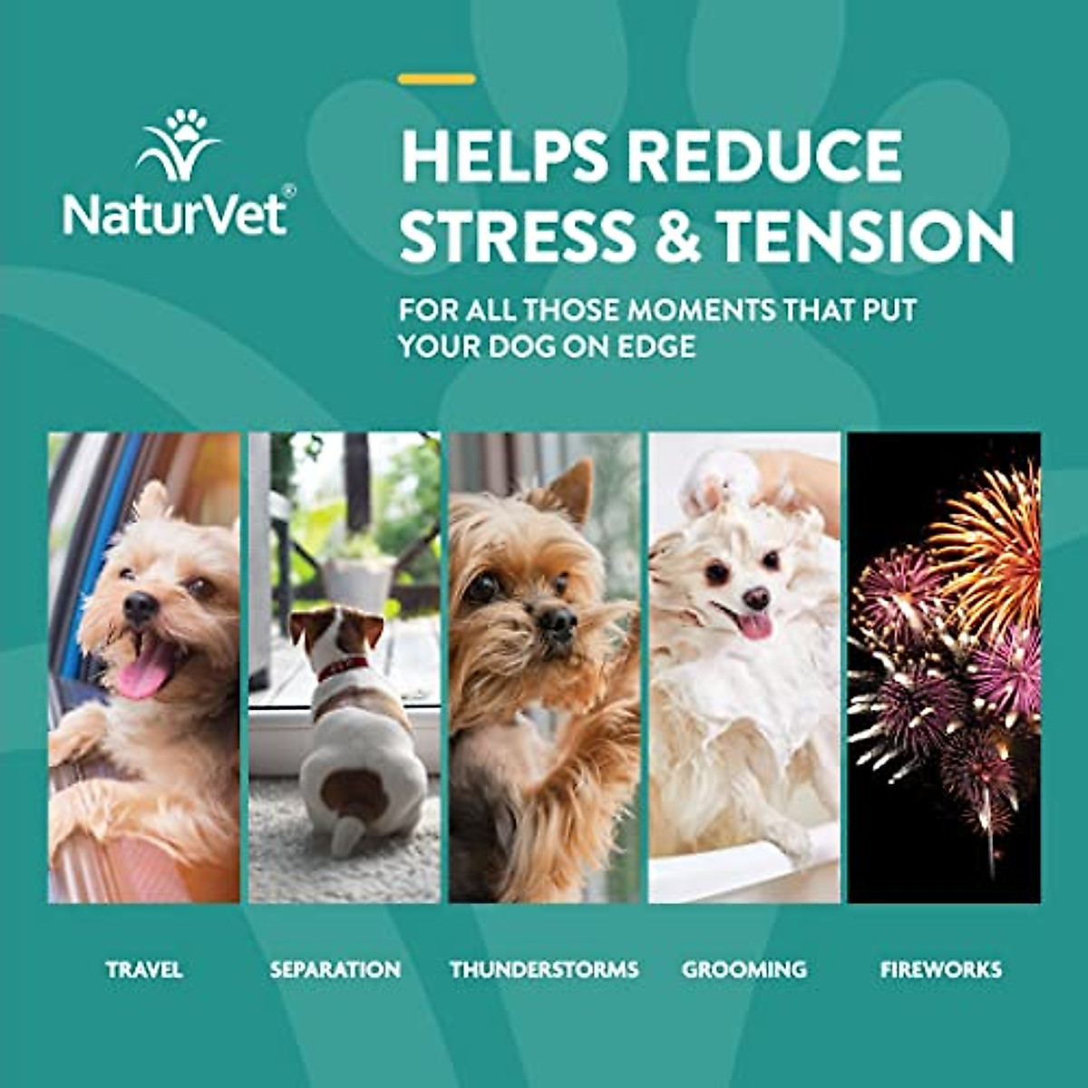 NaturVet Quiet Moments Calming Aid Dog Supplement – Helps Promote Relaxation, Reduce Stress, Storm Anxiety, Motion Sickness for Dogs – Tasty Pet Soft Chews with Melatonin – 70 Ct.