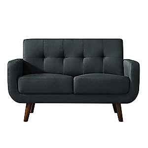 Husbedom 51(W) Loveseat Sofa, Small Couch for Small Living Room, Bedroom,Apartment, Dorm,Straight Arms, Wooden Legs, Easy Assembly, Dark Grey