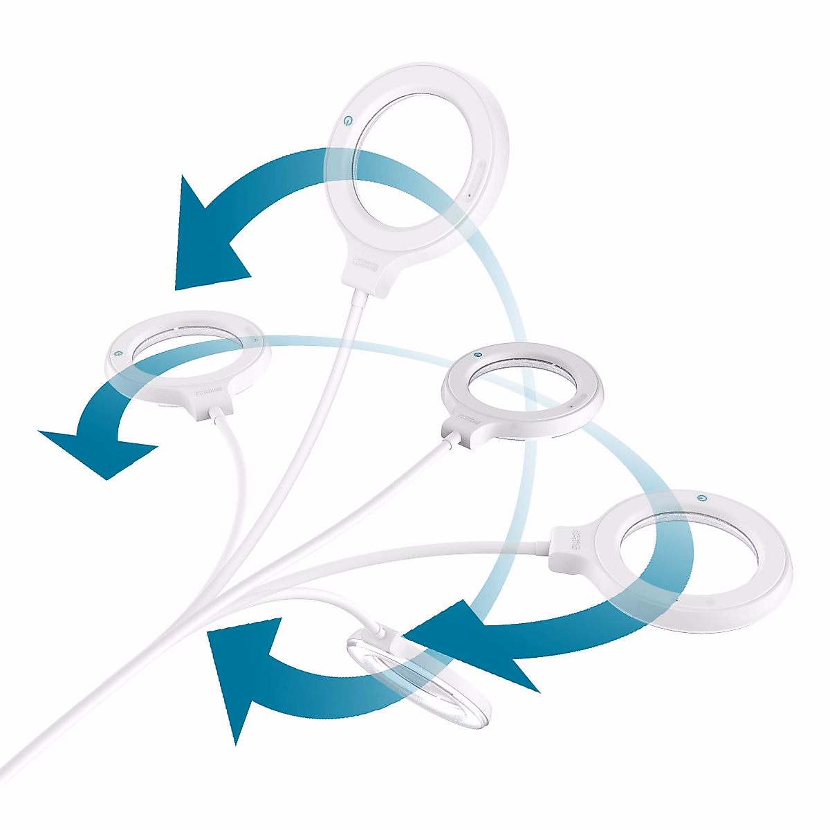 Mighty Bright The Original Rechargeable LED Floor Light and Magnifier Lamp, 59 Color-Adjustable LEDs, Warm Eye-Care Light to Bright-White Light, 5” 2X Magnifier, 5X Bifocal, Extra Bright and Dimmable