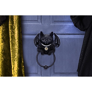 Nemesis Now Vampuss Cat Door Knocker 20cm, Resin, Black, Black Bat Cat Door Knocker, Vampuss Vampire Cat, Witch Gift, Halloween Decoration, Cast in The Finest Resin, Expertly Hand-Painted