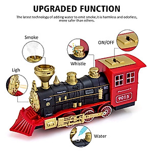 Hot Bee Toys Steam Locomotive Toy - With Smoke, Lights & Sounds, for Kids 3+