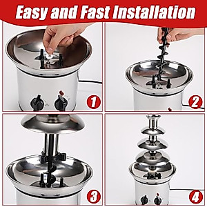 Electric Chocolate Fondue Fountain Machine for Parties 4 Tiers Hot Chocolate Fondue Tower for Nacho Cheese, BBQ Sauce, Liqueuers, 18inch Tall