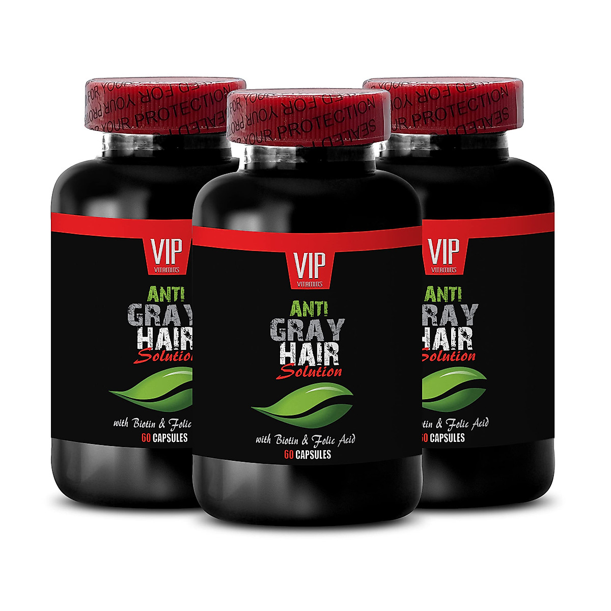 Pure Biotin for Hair Growth - Gray Hair Solution - Anti Gray Hair Women, Saw Palmetto for Women Hair Loss, biotin Vitamins for Hair Skin and Nails, paba Supplement, Gray Hair Pills, 3 B 180 Caps