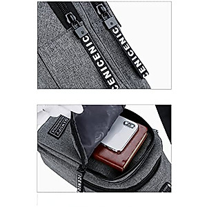 AMZTAN Crossbody Backpack for Men and Women, Waterproof Strap Bag, with USB Hole with Headphone Hole Strap Multipurpose Crossbody Chest Bag, Suitable for Shopping Working Hiking Outdoor Trip (Grey)