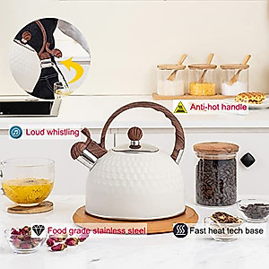 Tea Kettle Stovetop,Stainless Steel Whistling Kettles Teapot With Anti-Hot Handle, Hot Water Boiling Tea Pots For Stove Top,2.5 Liter/Beige Color