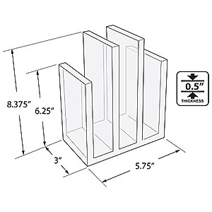Azar Displays 255035 Clear Acrylic Bookend and Desk File Sorter File Folder Holder for Office ½” Thick Acrylic 1-Pack 255035-1PK