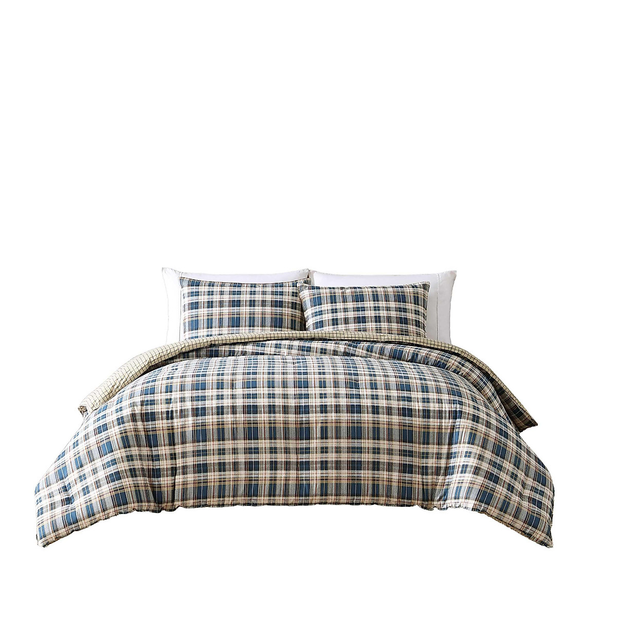 Eddie Bauer - King Duvet Cover Set, Reversible Bedding with Matching Shams, Plaid Home Decor for All Seasons (Port Gamble Blue, King)