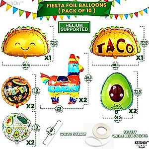 KatchOn, Fiesta Balloons for Fiesta Party Decorations - Giant 39 Inch, Pack of 10 | Llama Balloons, Taco Balloons for Mexican Party Decorations | Taco Party Decorations | Cinco De Mayo Decorations