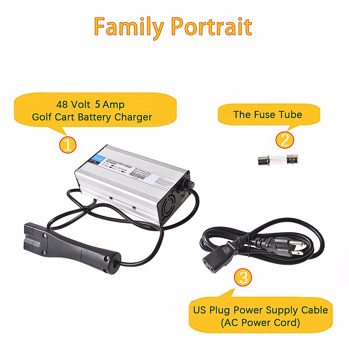 WFLNHB 48V 5A RXV Plug Golf Cart Battery Charger Replacement for Yamaha Star EZGO Club Car DS EZGO TXT