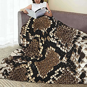 Prexill Snake Skin Soft Flannel Fleece Throw Blanket，Lightweight Warm Microfiber Plush Couch Sofa Bed Blanket (80"x60" Queen-Size for Adults…