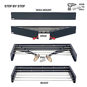 NEBU Clothes Laundry Drying Rack 40”- an Elegant Wall-Mounted Hanger, Folding Stainless Steel Collapsible, Space Saver with 20 Linear feet, Drying Capacity 40lbs