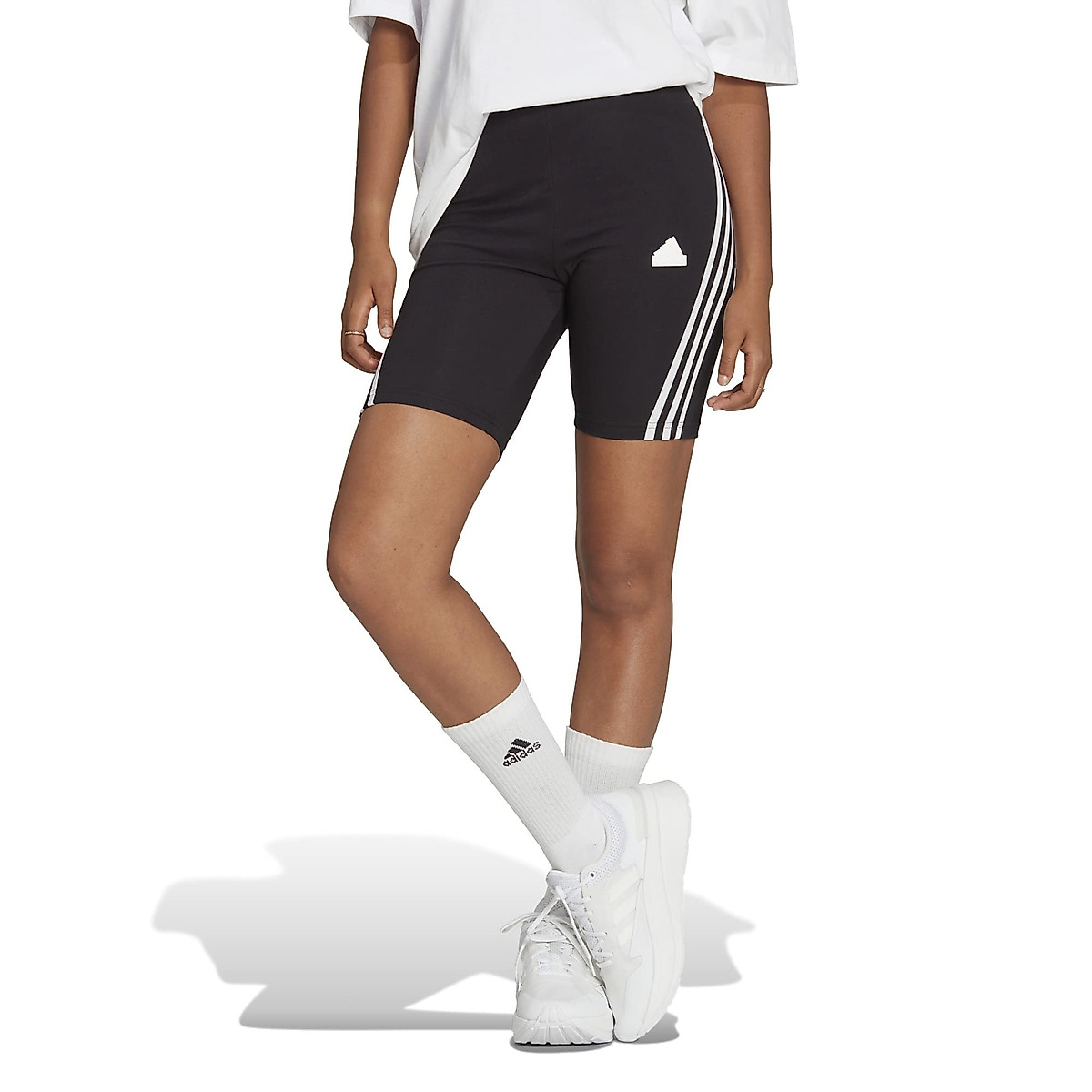 adidas Women's Future Icon Three Stripes Biker Shorts, Black, Medium