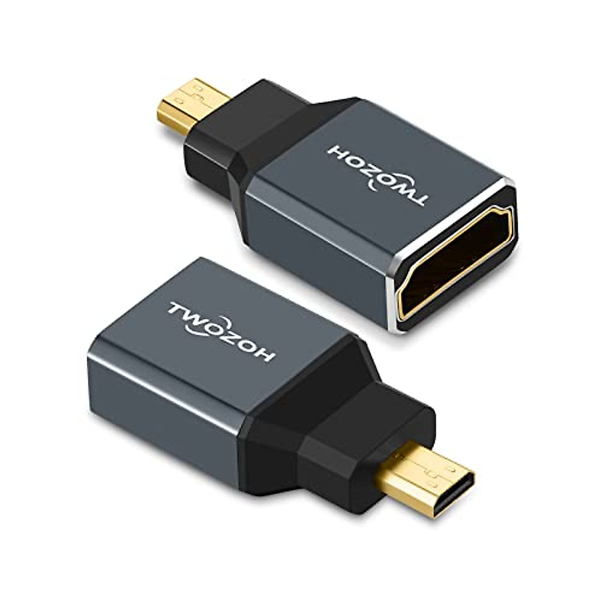 Twozoh 8K Micro HDMI Adapter (2-Pack), 2.1 Micro HDMI Male to Standard HDMI Female Adapter Convertor Support 8K@60Hz, 4K@144Hz, 2K@240Hz
