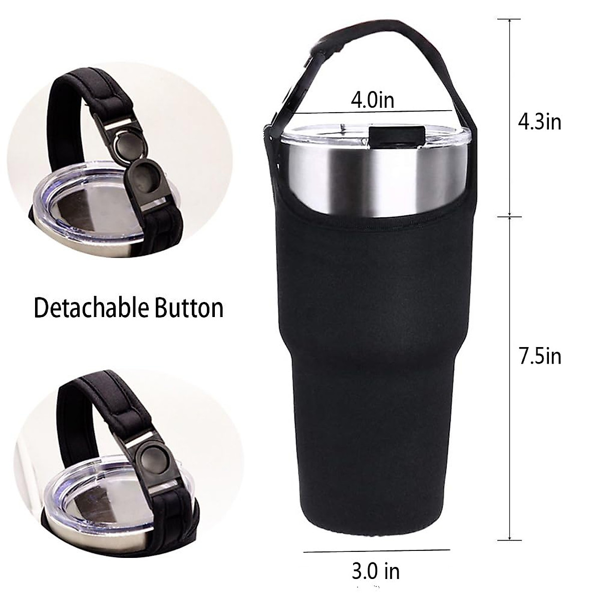 Gzingen 4 Pack Tumbler Carrier Holder with Shoulder Strap,for 30oz Travel Insulated Tumbler Coffee Cup,Water Bottle Carrier with Strap Portable Neoprene Sleeve Water Bottles Cup Carrier Pouch