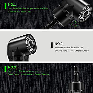 Impact Grade Driver Sockets Adapter Extension Set Drill Bit 3Pcs 1/4 3/8 1/2" 360°Rotatable Universal Socket Adapter Set+Right Angle Drill 105°Right Angle Screwdriver set Drill Hex Bit Socket Adapte