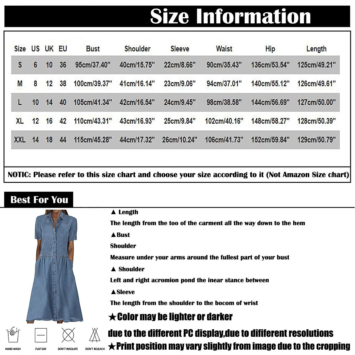 Summer Short Sleeve Sundress Lady Elegant Birthday Midi Baggy Denim Solid Button Lightweight V Neck Dress Women's Blue