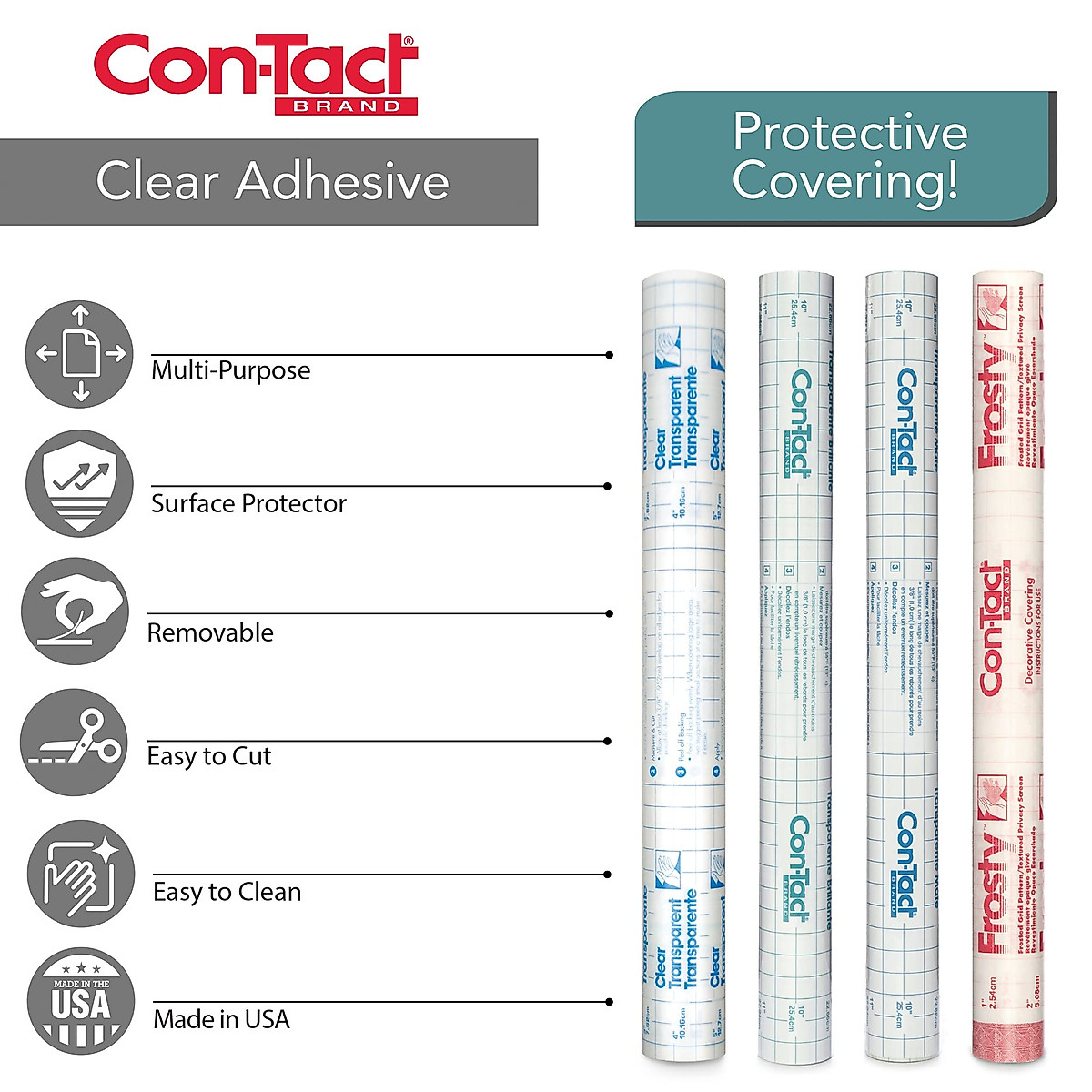 Con-Tact Brand - KIT09FC9993 Creative Covering Self-Adhesive Semi-Transparent Privacy Film Protective Vinyl and Shelf Liner, 18" x 9', Clear Matte