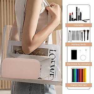 PONADA Silicone Makeup Bag - Travel Cosmetic Bags for Women,Waterproof Portable Pouch Toiletry Bag Make up Organizer with Double Zipper