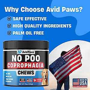 No Poo Chews for Dogs - Coprophagia Deterrent for Dogs - Stop Eating Poop for Dogs - Dog Poop Eating Deterrent - Forbid Stool Eating Deterrent for Dogs with Probiotics & Enzymes for Digestive Health