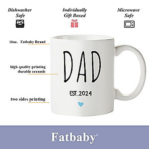 Fatbaby New Mom and Dad Coffee Mug,Pregnancy Gifts for New Parents Est 2024, First Time Parents Gifts, New Parents Gifts for Couples,Baby Shower Gifts 11OZ