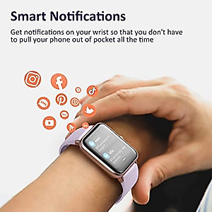 Hamile Smart Watch for Android Phones and iPhone Compatible, Smart Watches for Women Men 5ATM Waterproof Fitness Tracker with Heart Rate Sleep Monitor Step Counter Pedometer Stress Level, Lavender