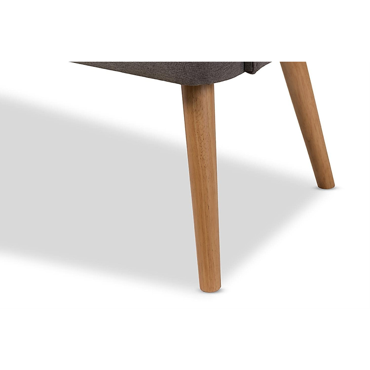 Baxton Studio Melody Mid-Century Modern Grey Fabric and Natural Wood Finishing 3-Seater Settee Bench