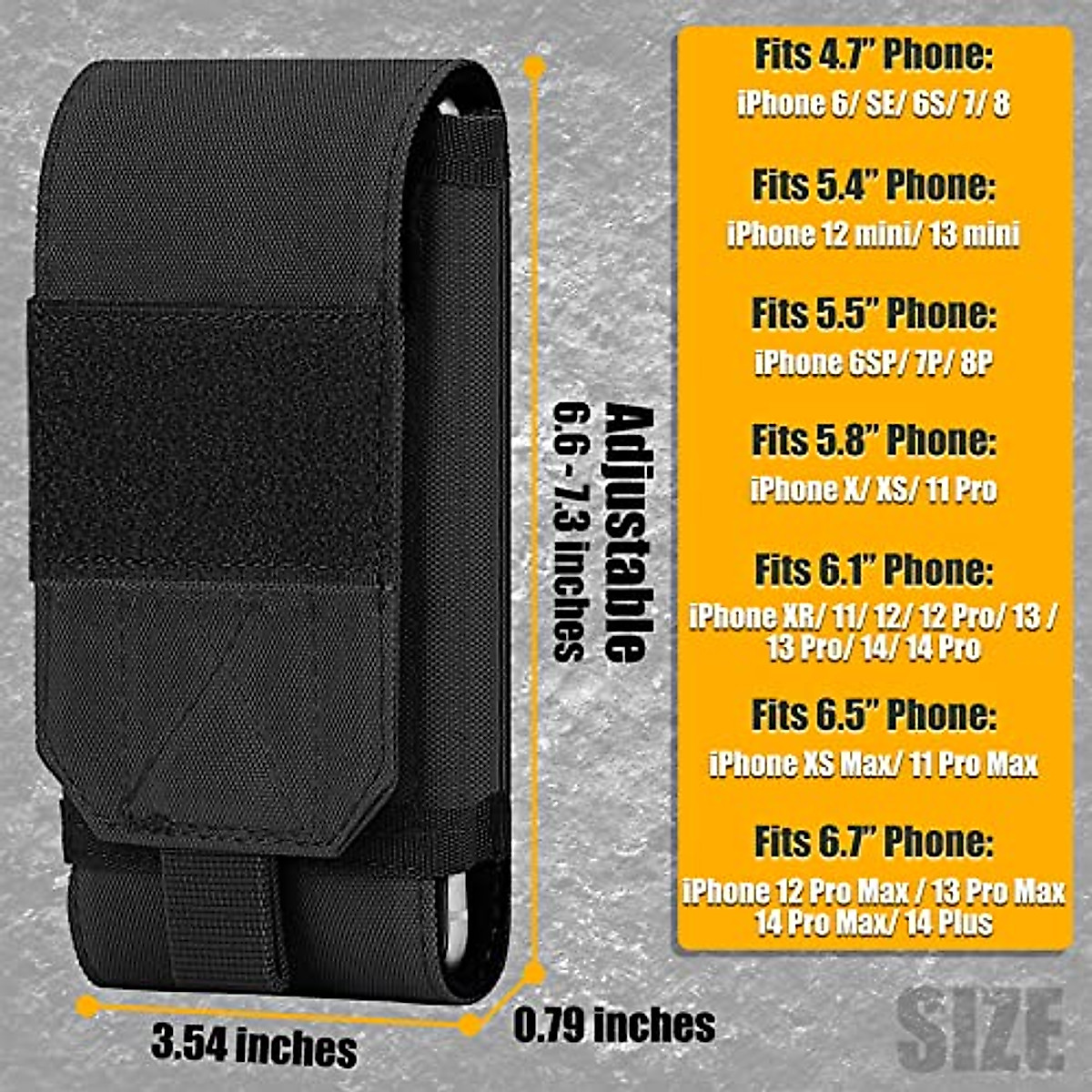 IronSeals Tactical Molle Phone Cover Case, Heavy Duty Loop Belt Holster Pouch with Flag Patch for iPhone 14 Plus/14 Pro Max/14 Pro/13 Pro Max/13 Pro/13/12 Pro Max/11 Pro Max/Xs Max