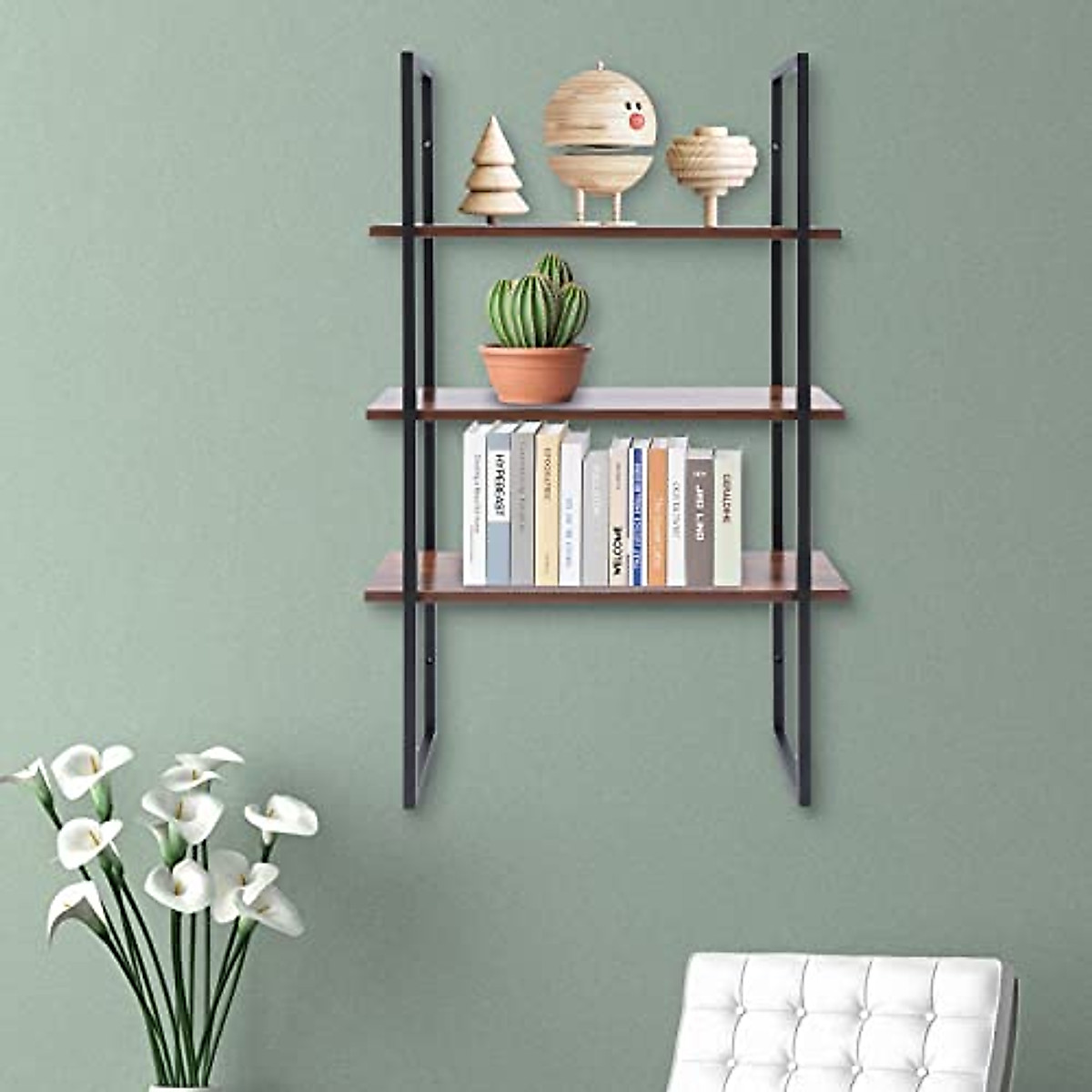 TFCFL 3 Tier Floating Shelves Wall-Mounted Shelf Rustic Geometric Wall Shelf DIY Design Storage Shelf for Living Room Study Bathroom