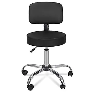 ZENY Swivel Salon Spa Stool Chair with Back Support Adjustable Hydraulic Rolling Stool Office Stool with Back for Beauty Barber Tattoo Massage Drafting Medical,Black