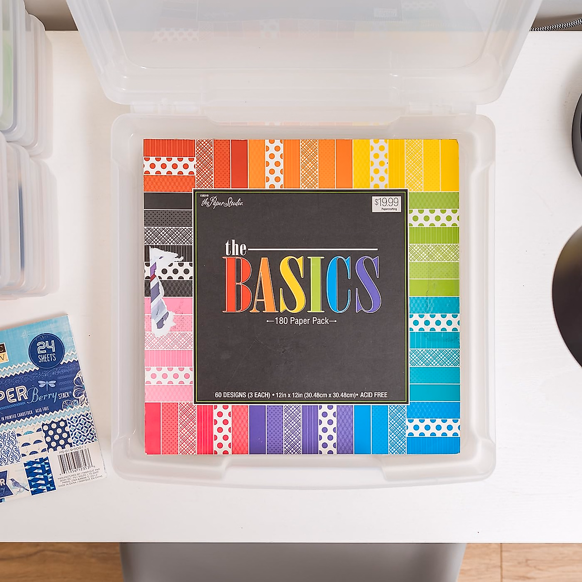 IRIS USA 5 Drawers Scrapbook Plastic Rolling Storage Cart with Organizer Top with Casters,Black