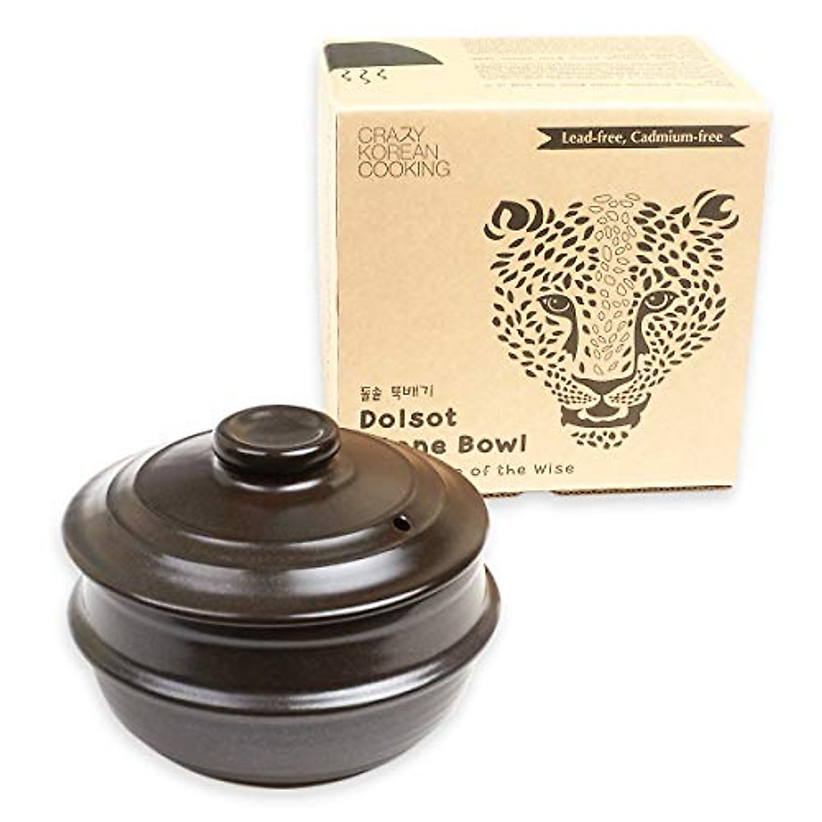 Crazy Korean Cooking Dolsot Korean Stone Bowl with Lid (No Trivet) (Size 4)