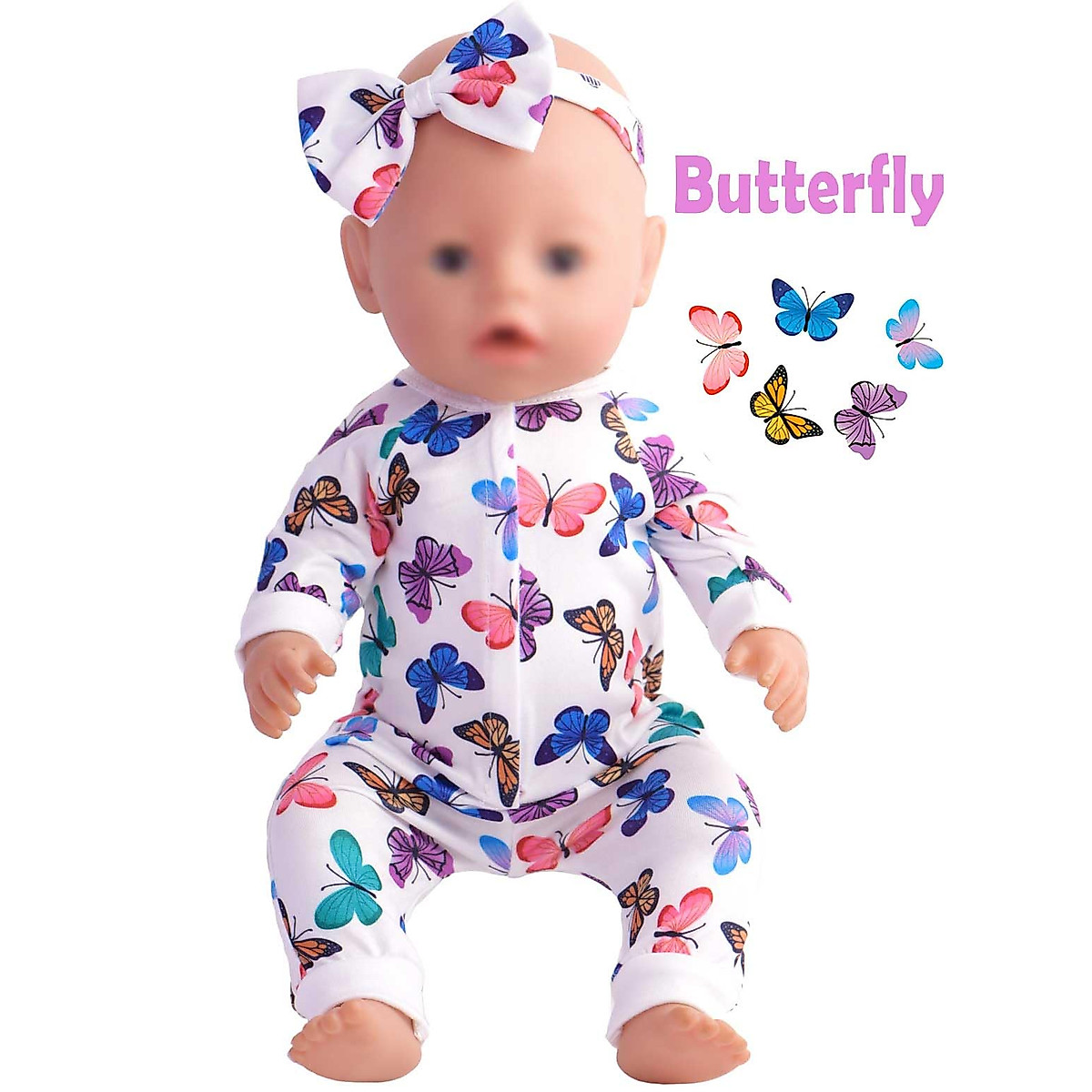 Sweet Dolly Baby Doll Accessories 5 Set Baby Doll Clothes and Headbands for 14-18 Inch Dolls, 10 PCs in Total