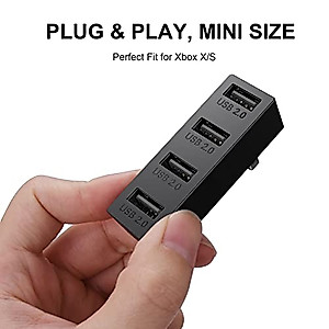 Tensun 4 Ports USB Hub for Xbox Series S/X USB 2.0 High-Speed Expansion Hub Charger Splitter Adapter for Xbox Series S/X Accessories, Compatible with Microsoft Xbox Series S/X Game Console