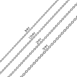 Bling Jewelry Classic Fine Thin 1 MM Strong Rolo Link Cable Chain Necklace for Women Men .925 Sterling Silver 18 Inch
