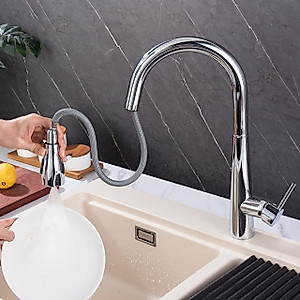 Pull Down Kitchen Faucet Sprayer Head Replacement Part, 3 Function kitchen Sink Faucet Replacement Nozzle, Spray Head for American Standard Faucets, Kohler, Hansgrohe, Grohe, Moen, Delta, Chrome