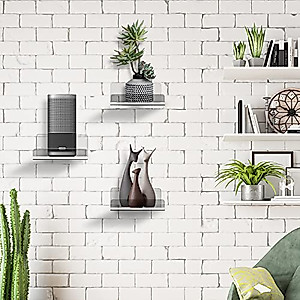 Floating Acrylic Shelves, Acrylic Wall Shelf, 4X4 Inch Clear Shelves for Wall, Small Plant Shelves, Picture and Toy Clear Display Stand (No Drill Shelf, Clear, 4 Pack)