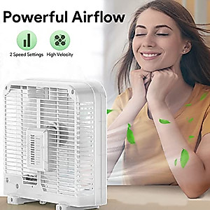 shinic Box Fan 10 Inch, 2 Speeds, Table Fan with Strong Airflow, Energy Efficient Small Window Fan, Air Circulation Portable Kitchen Exhaust Fan for Bedroom Bathroom, and Tabletop, green