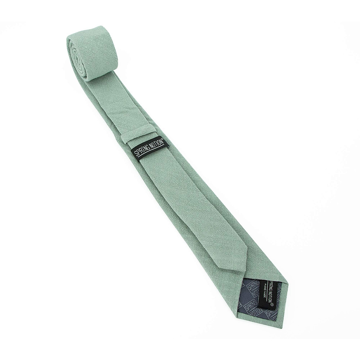 Spring Notion Men's Linen Blend Skinny Necktie Sage Green Tie for Men